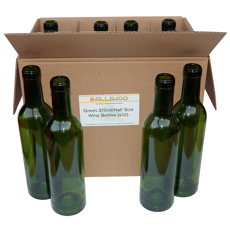 375ml Half Size Green Wine Bottles Pack Of 12 Balliihoo Home Brew 375ml-half-size-green-wine-bottles-pack-of-12-balliihoo-home-brew