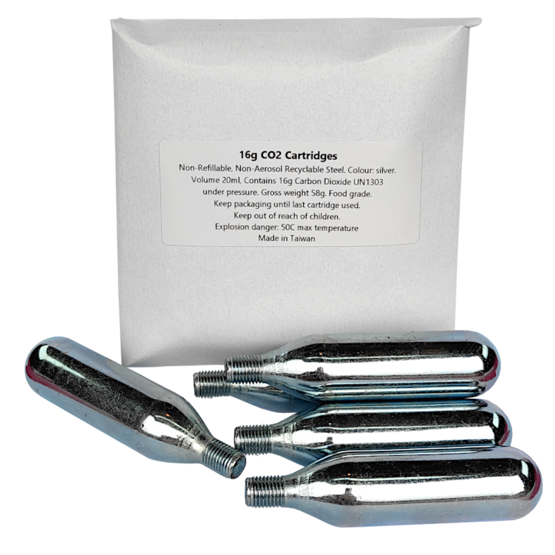 16 Gram Threaded Food Grade Co2 Pressure Top Up Cartridges / Bulbs ...