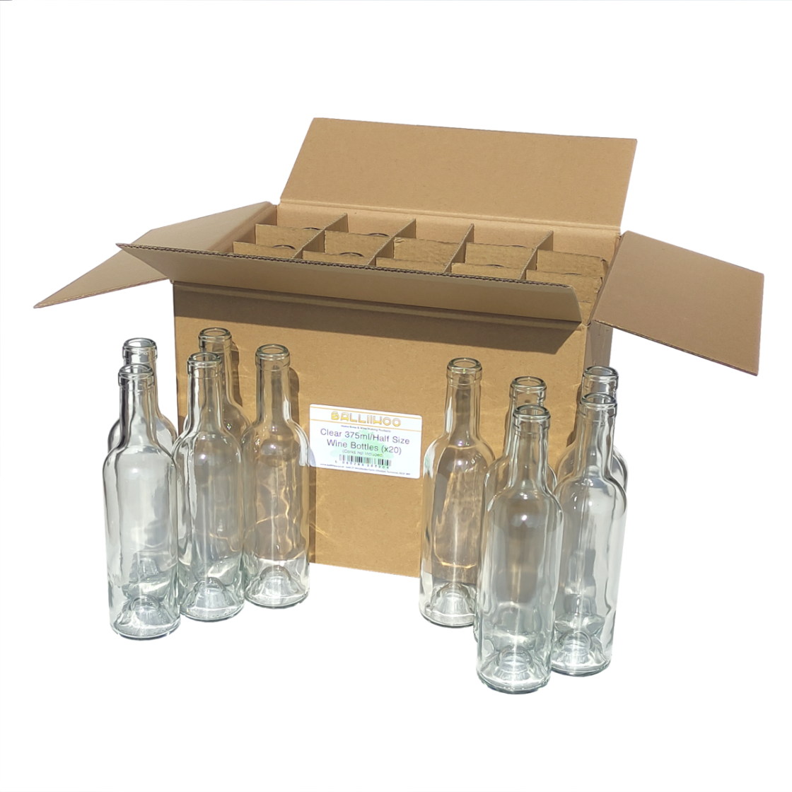375ml / Half Size Clear Glass Wine Bottles Pack Of 20 - Balliihoo