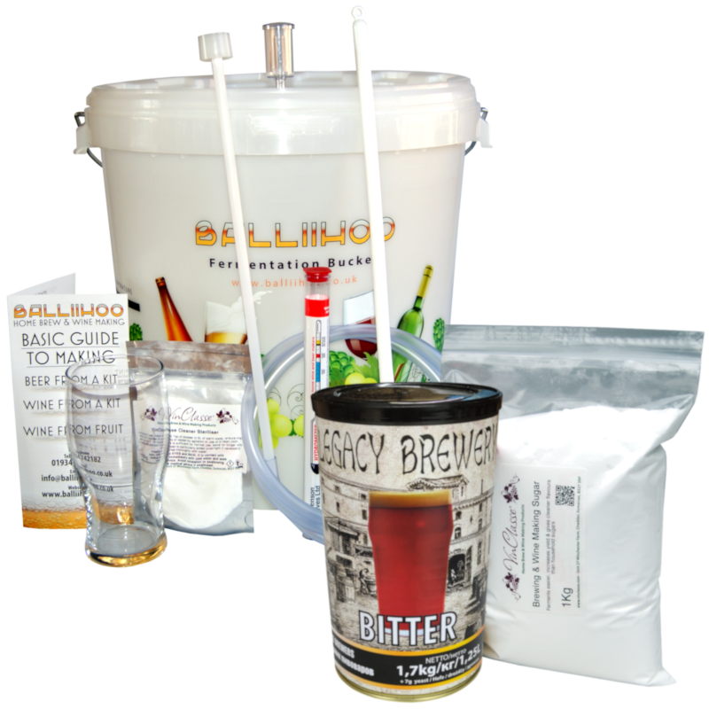 Balliihoo Basic Homebrew Starter Kit With 40 Pint Bitter & 1kg Brewing ...