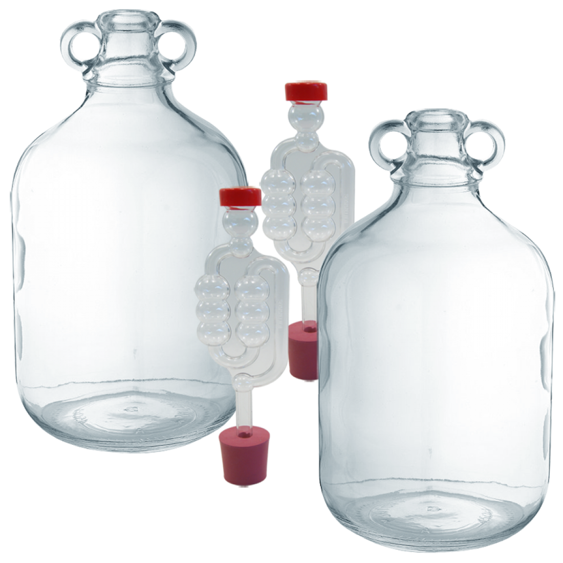 2 X Glass Demijohns With Airlock Bubblers & Bungs - Balliihoo