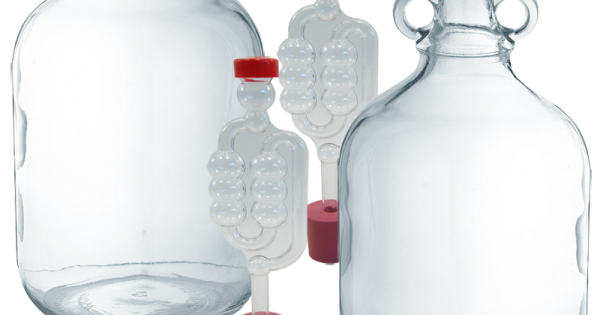 2 X Glass Demijohns With Airlock Bubblers & Bungs - Balliihoo