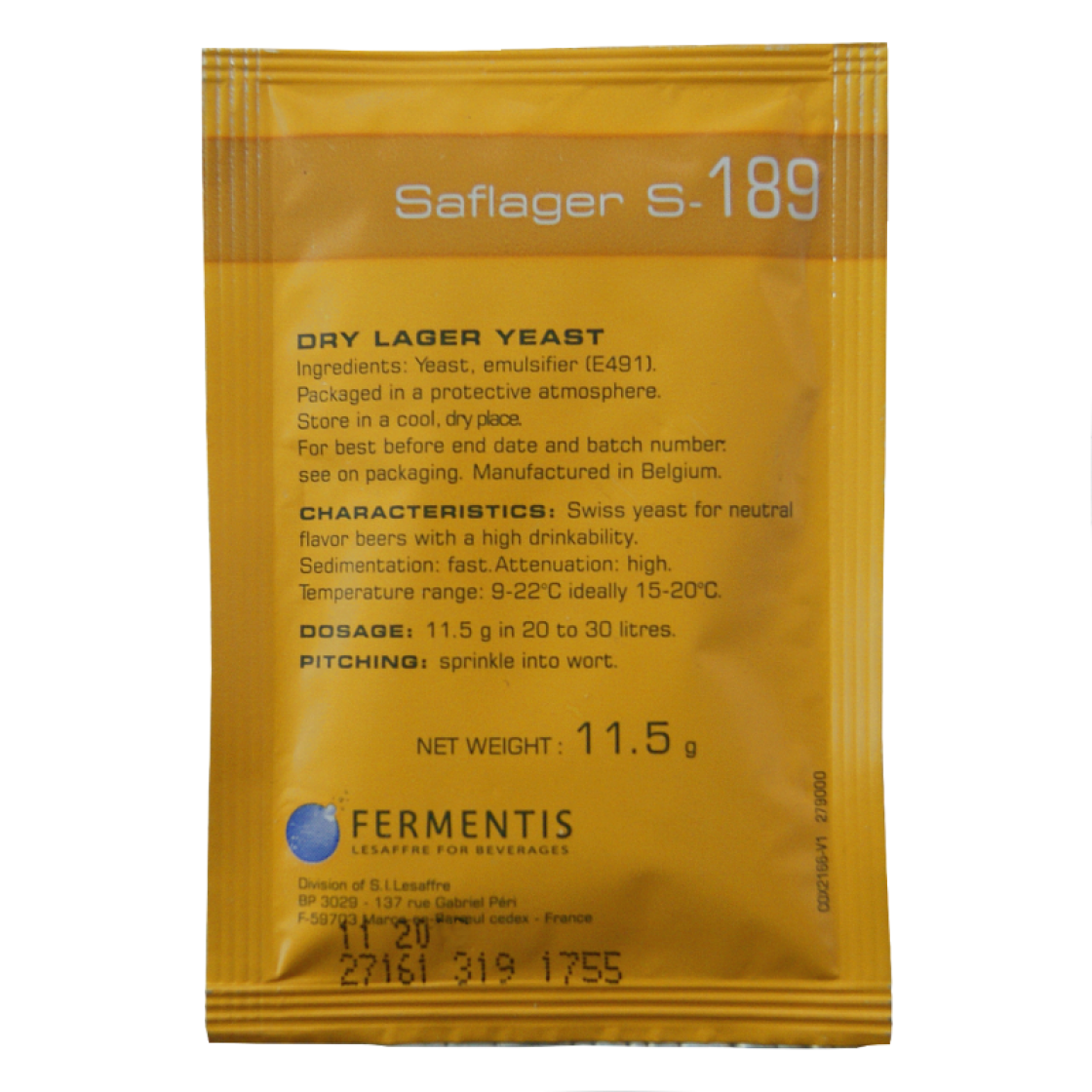 Fermentis Brewing Yeast - Saflager S-189 - Swiss Lager - 11.5 Gram ...