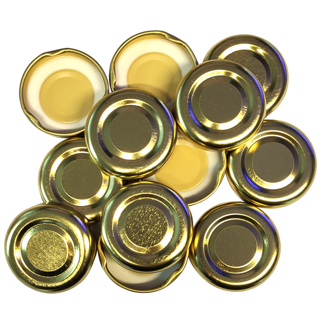 38mm Twist On Bottle And Jam Jar Lids - Gold - Pack Of 12 - Balliihoo