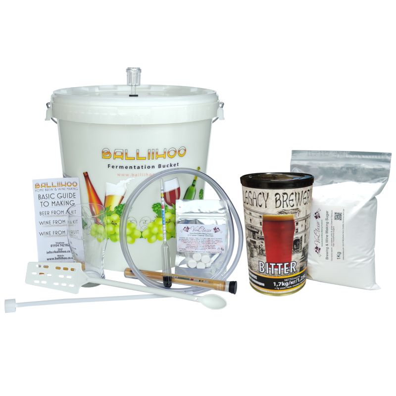 Balliihoo Basic Homebrew Starter Kit With 40 Pint Bitter & 1kg Brewing ...