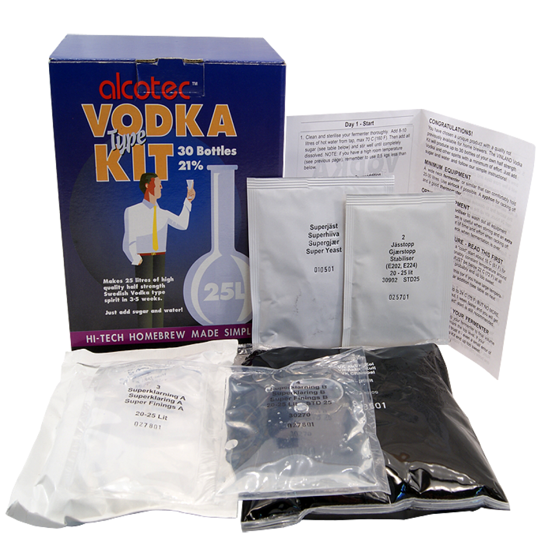 Alcotec Vodka / Base Spirit Kit For 25 Litres - 21% Strength - Balliihoo