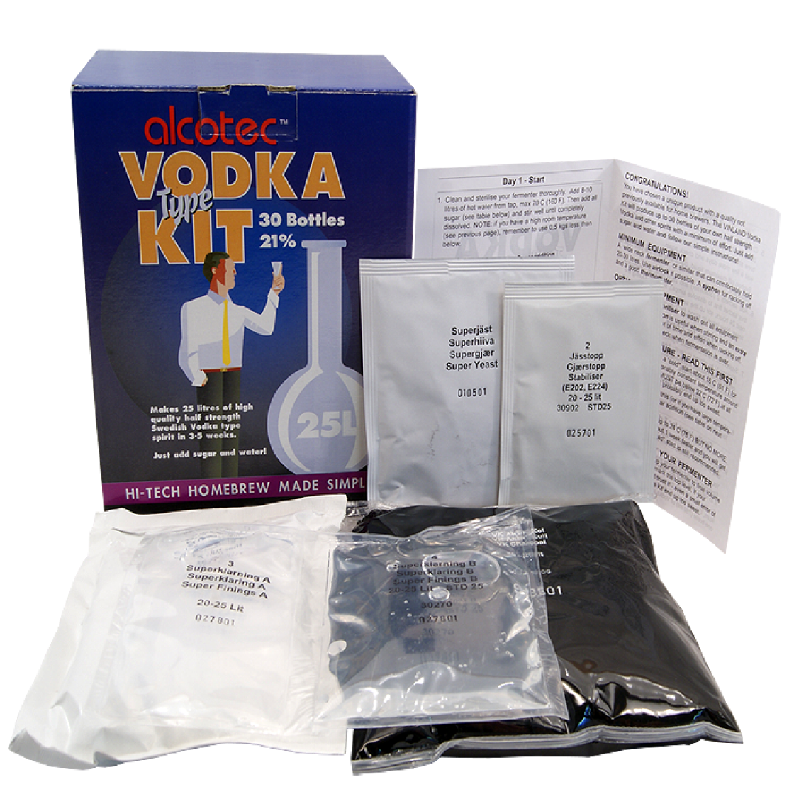 Alcotec Vodka / Base Spirit Kit For 25 Litres - 21% Strength - Balliihoo