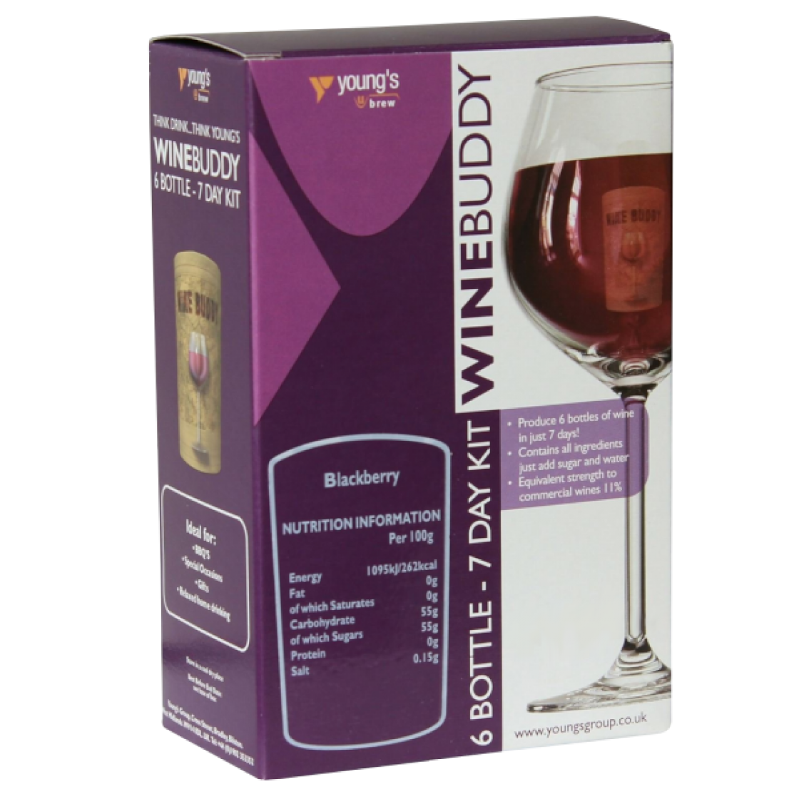 Youngs Winebuddy 6 Bottle Blackberry Fruit Wine - Balliihoo